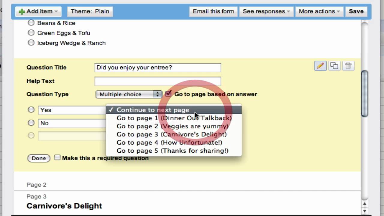 Multiple Choice Forms: Google Docs