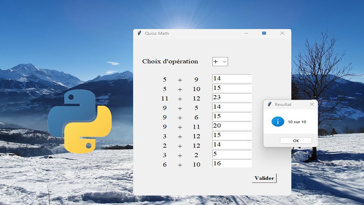 Application Quiz Math avec Python | Tkinter