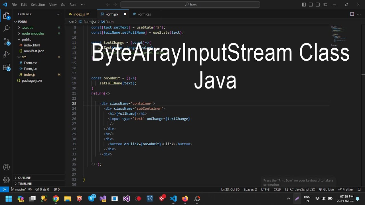 Java ByteArrayInputStream Class program to Read data using bytearrayinputstream class