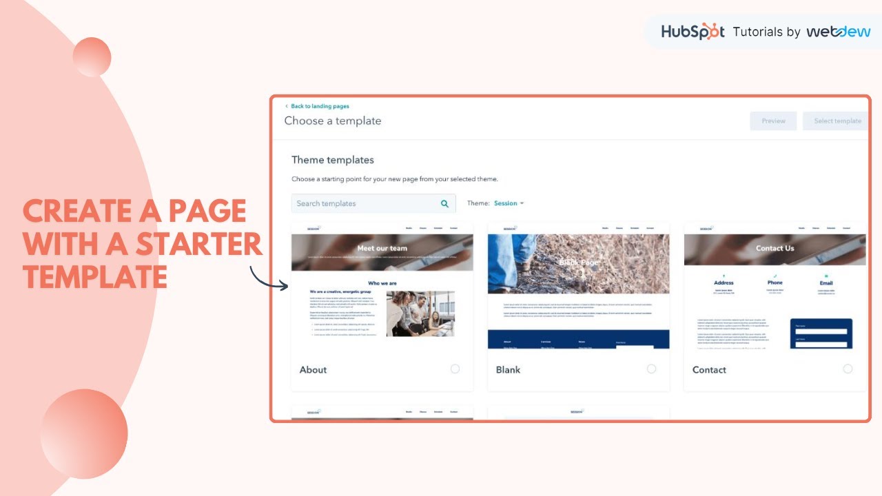 How-to create a page with a starter template in HubSpot.