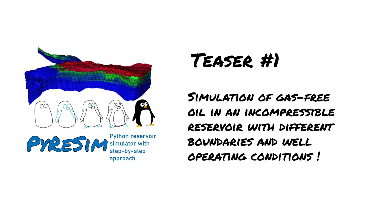 PyReSim Teaser #1: Simulation of Gas-free Oil in an Incompressible-behaving Reservoir