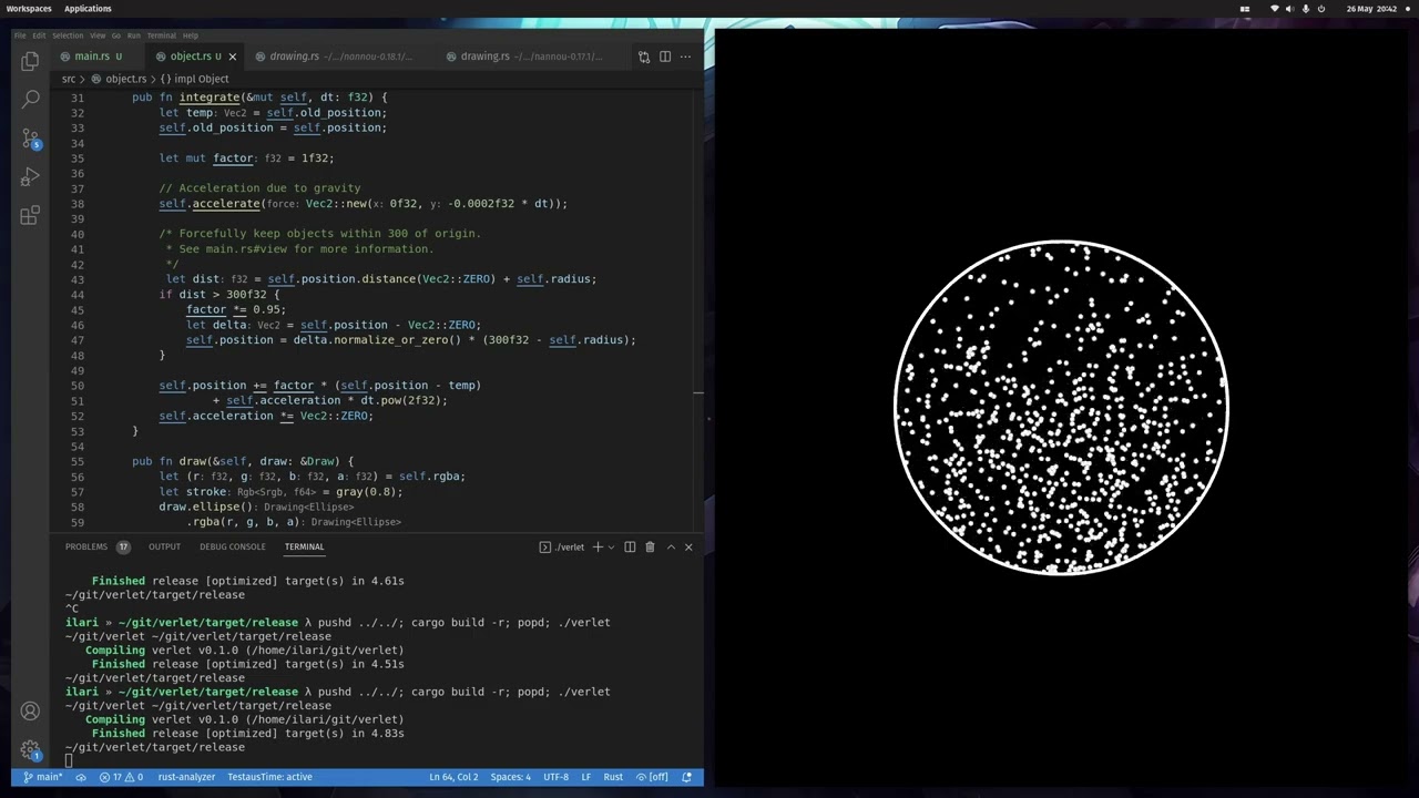 Physics with Verlet integration in Rust