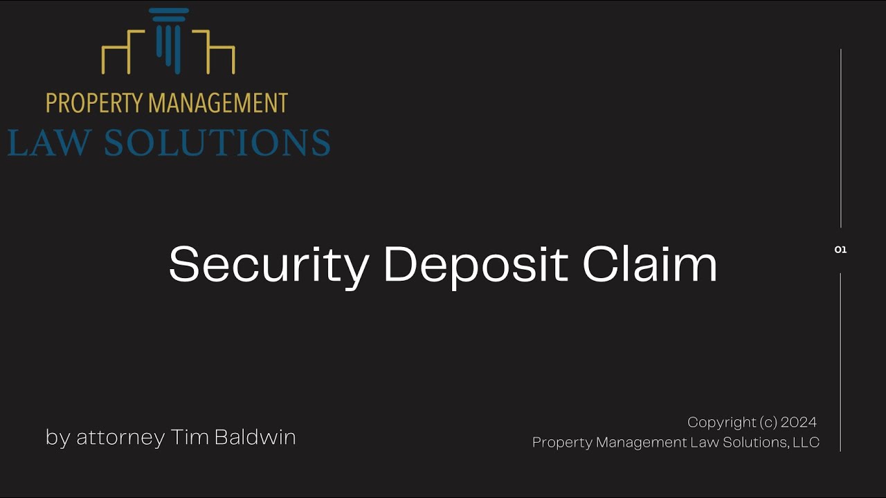 Attorney Tim Baldwin Speaks on Security Deposit Issues