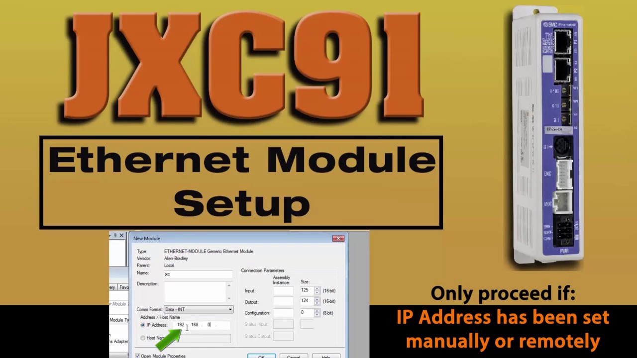 JXC91 Setup Session 3:  IP Address and Ethernet Module