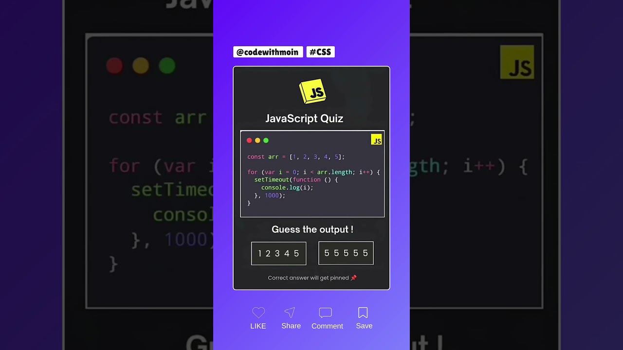 JavaScript Quiz: Can You Guess The Output? 🤔 #JavaScript #Programming #CodingQuiz