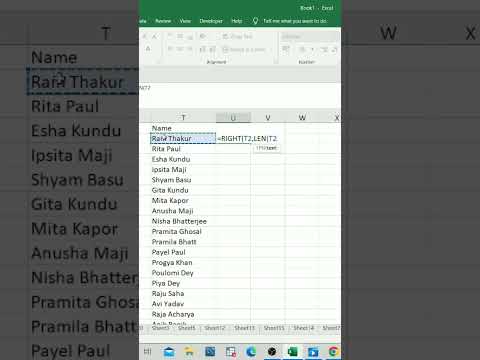 Extract Last name using Right, Len,Find function #excelvideo #microsoftexcel #excel #trick #function