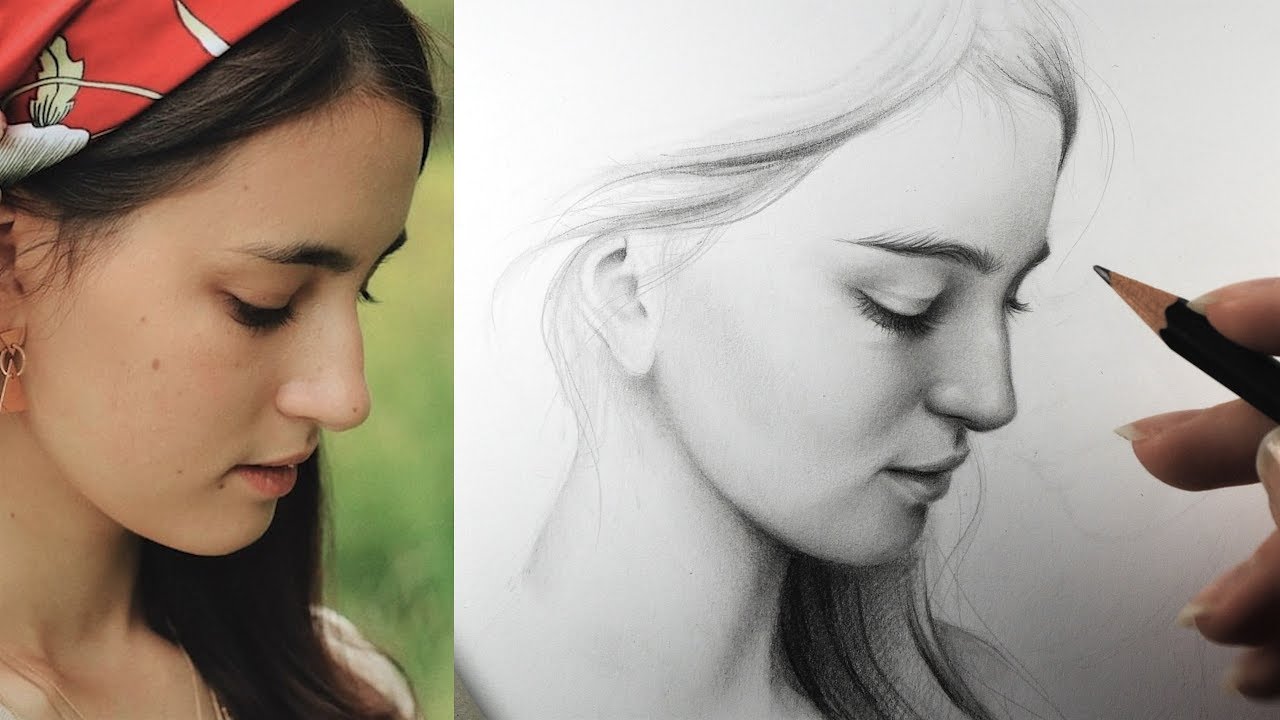 Drawing a Female Face from Photo Reference - Quick Sketchbook Practice