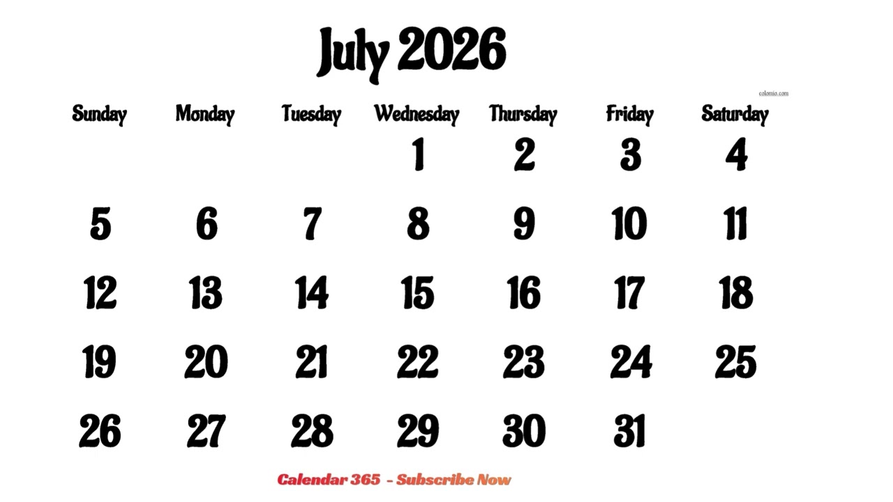 July 2026 Calendars - Free Printable & Fillable