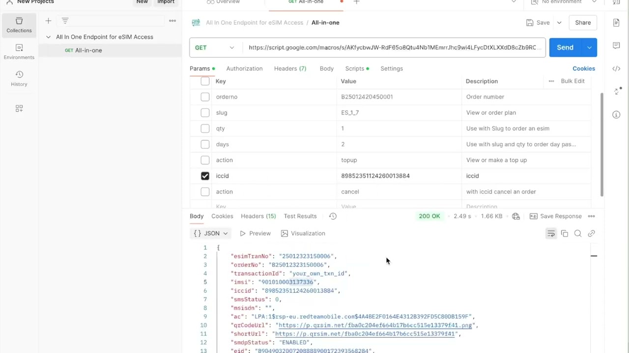 API wrapper for eSIM Access API