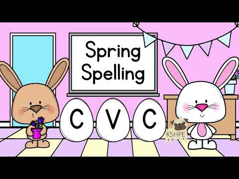 Spring Spelling CVC Words, Early Literacy Reading Phonics, Virtual School Online Learning, KIDS FUN!