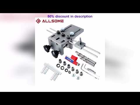 #ALLSOME 3 In 1 Dowelling Jig 6/8/10mm Wood Drilling Guide Locator Adjustable Dowel Jig Kit For D