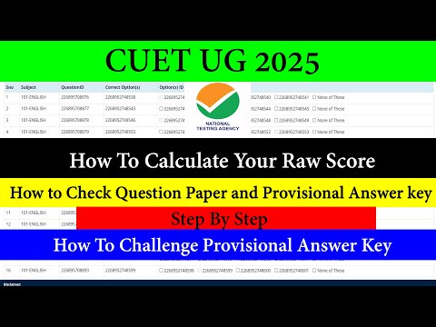 CUET UG 2025 | Calculate the Raw Score From Response Sheet & Provisional Answer Key | Step by Step