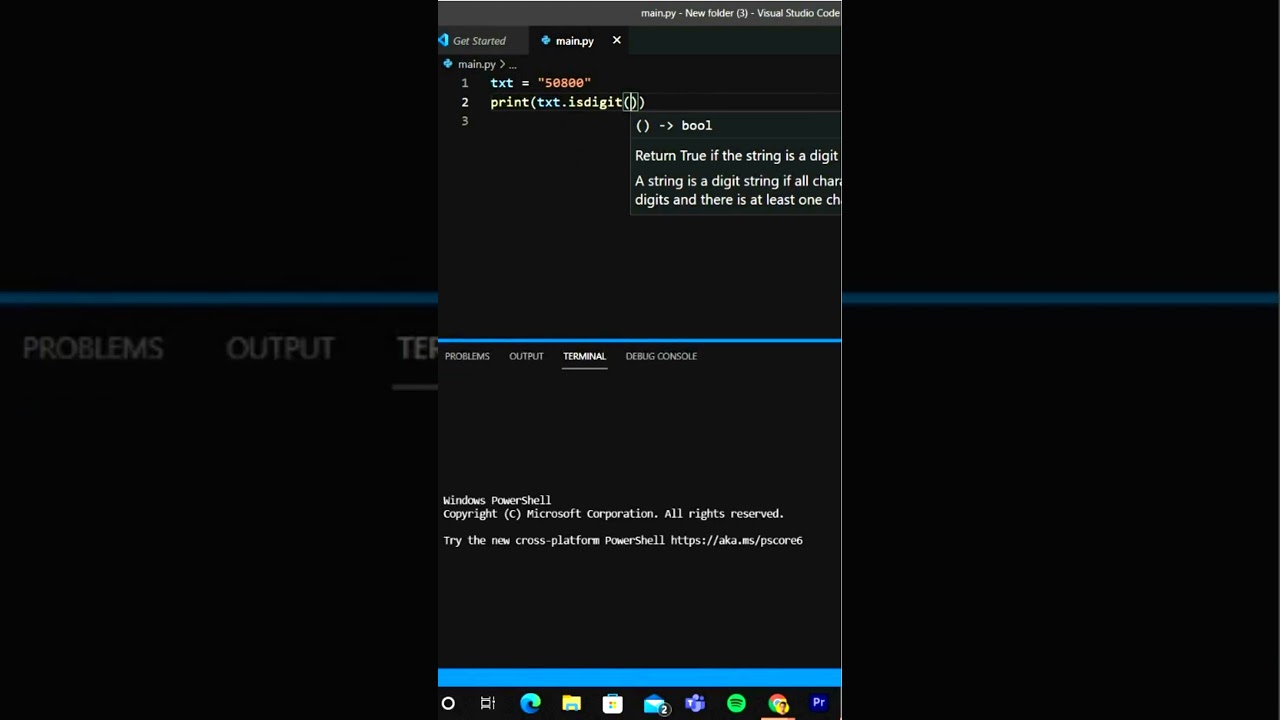 isdigit() function in python | Python #shorts