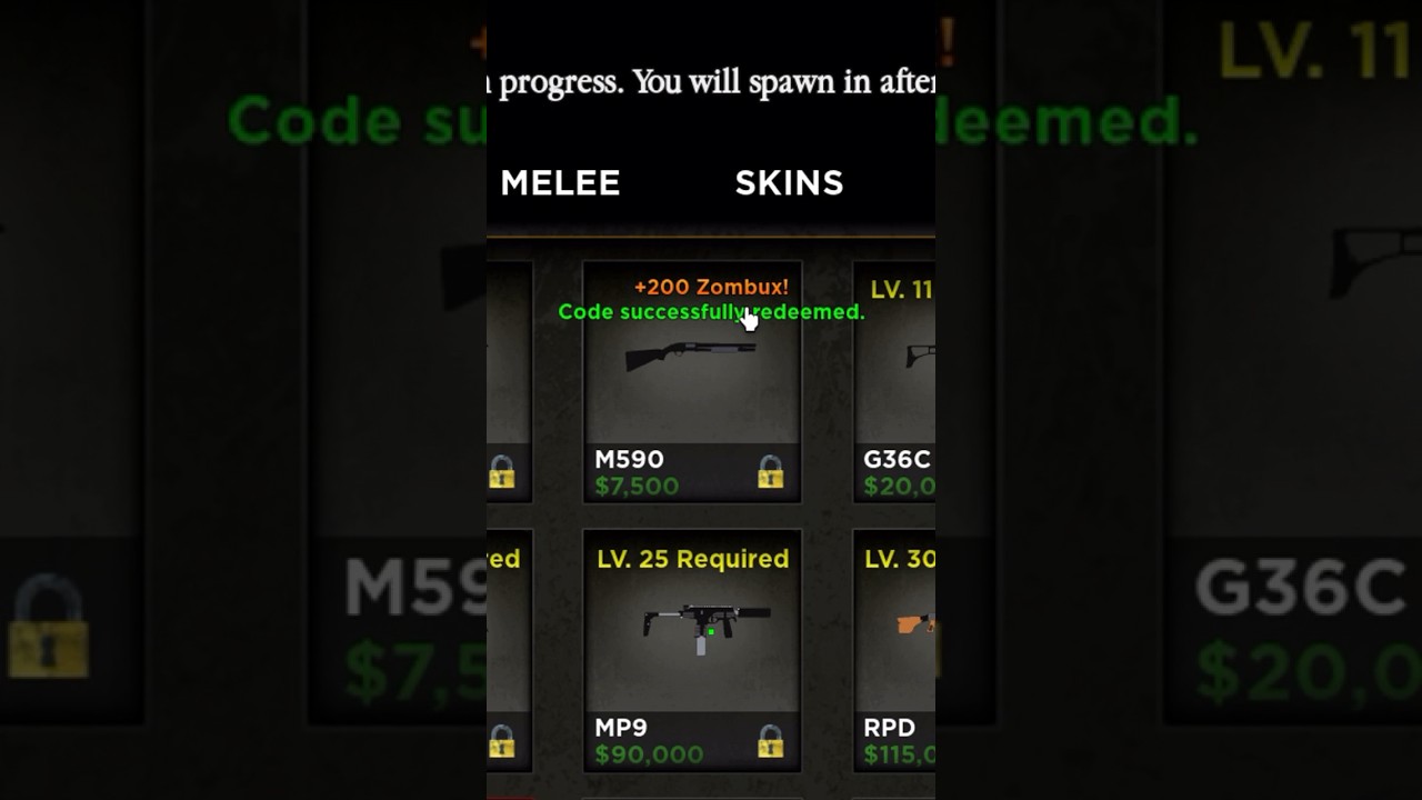 Undead Mayhem +200 ZOMBUX CODE! #shorts #roblox