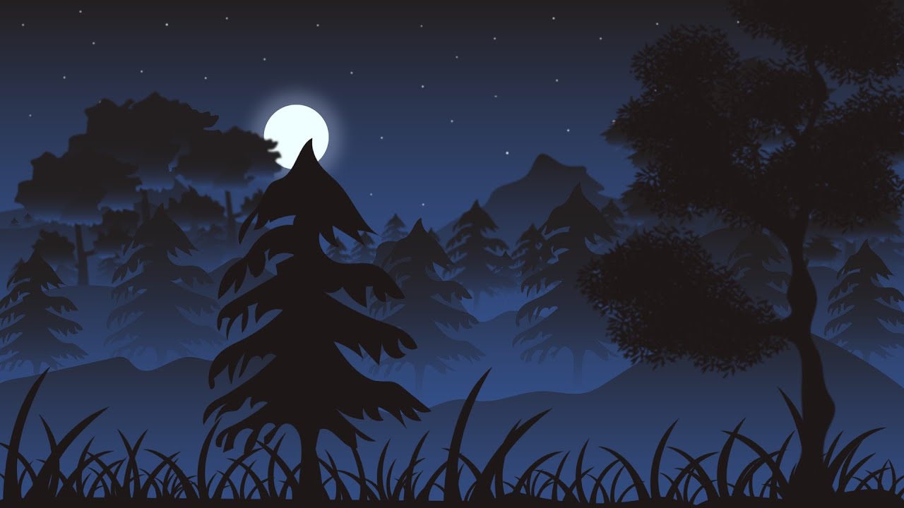 Vector night Landscape design by adobe illustrator      