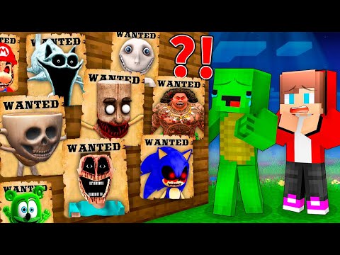 JJ and Mikey Wanted NEW SCARY MONSTERS at Night in Minecraft - Maizen