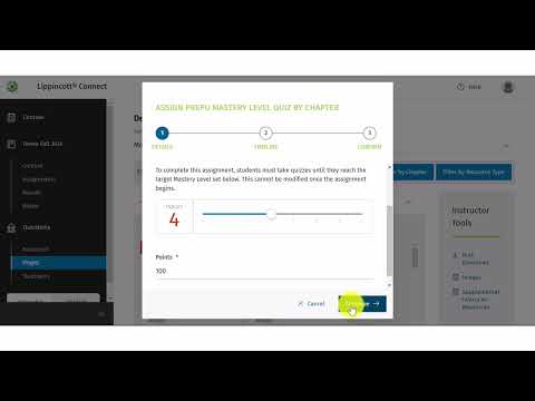 Lippincott Connect PrepU - Faculty - Create a Mastery Level Assignment