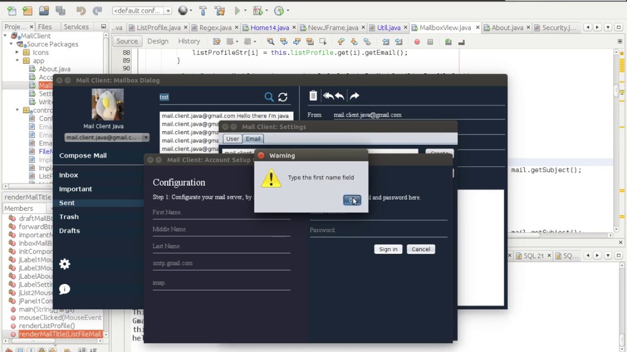 Demo Java Mail Client