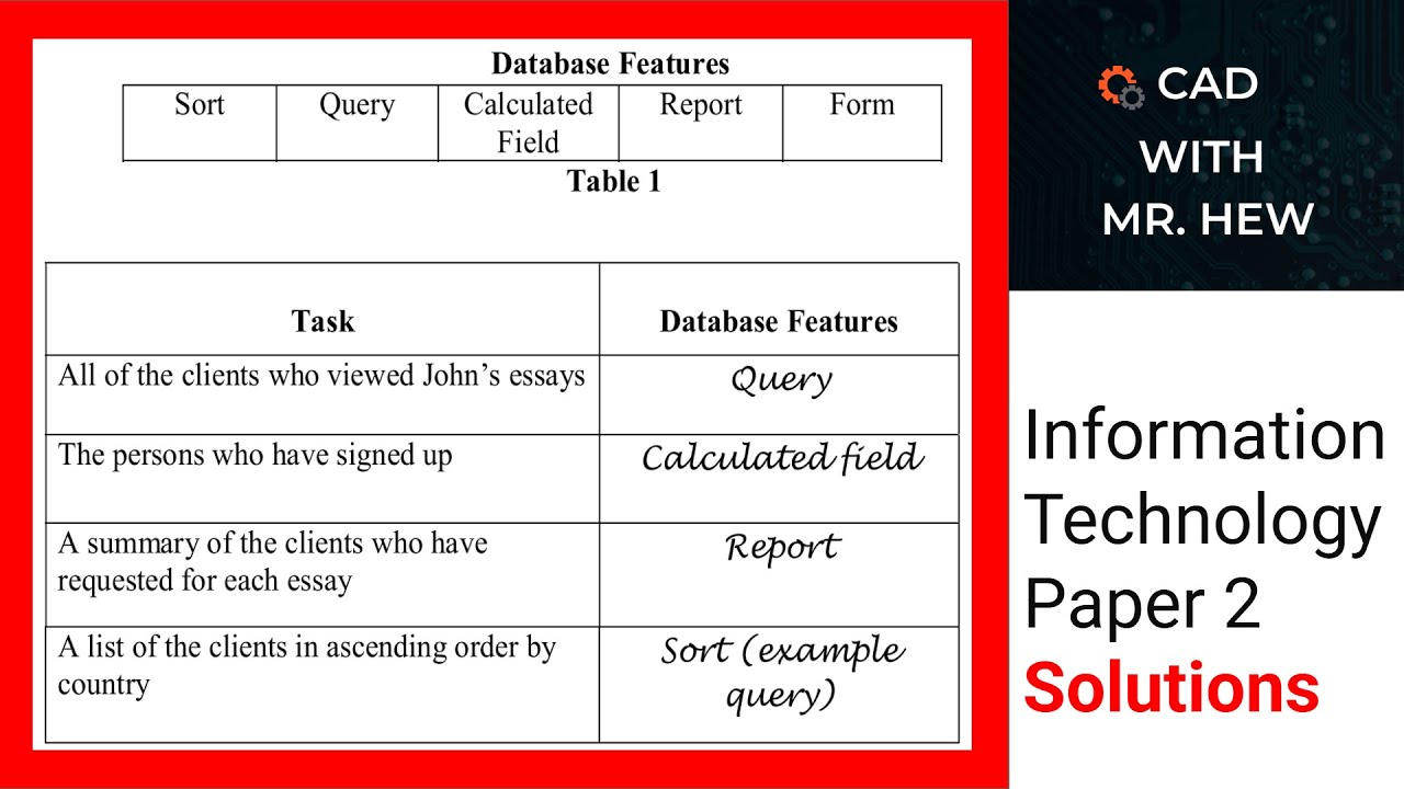 Information Technology Paper 2 CSEC answers