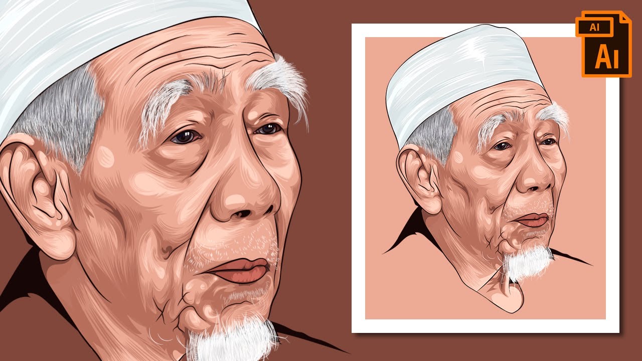 Old Man PORTRAIT Vector Illustrator Tutorial