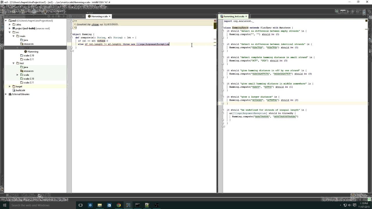 Exercism and Scala - Hamming Distance