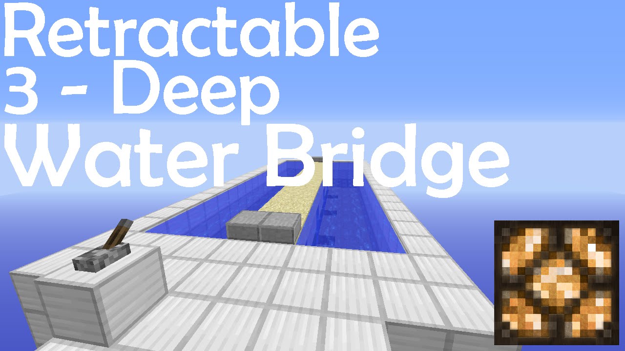 Minecraft Tutorial - Retractable 3-Deep Water Bridge - Stackable