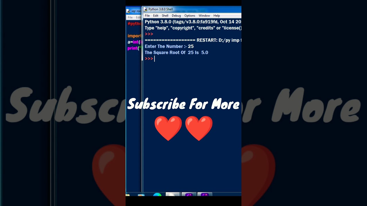 Python Program to find a square root of a number🥰🥰 #python #programming #shorts