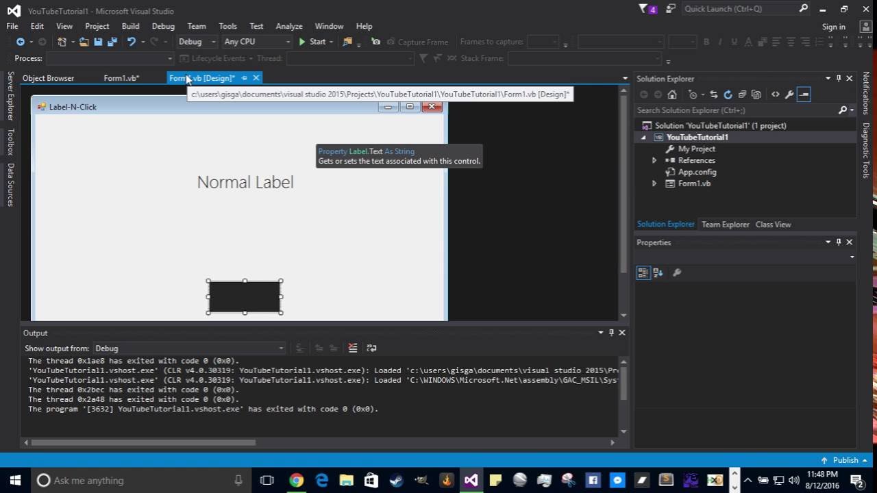 VB.NET BEGINNERS TUTORIAL(LABELS AND BUTTONS) - PART 1