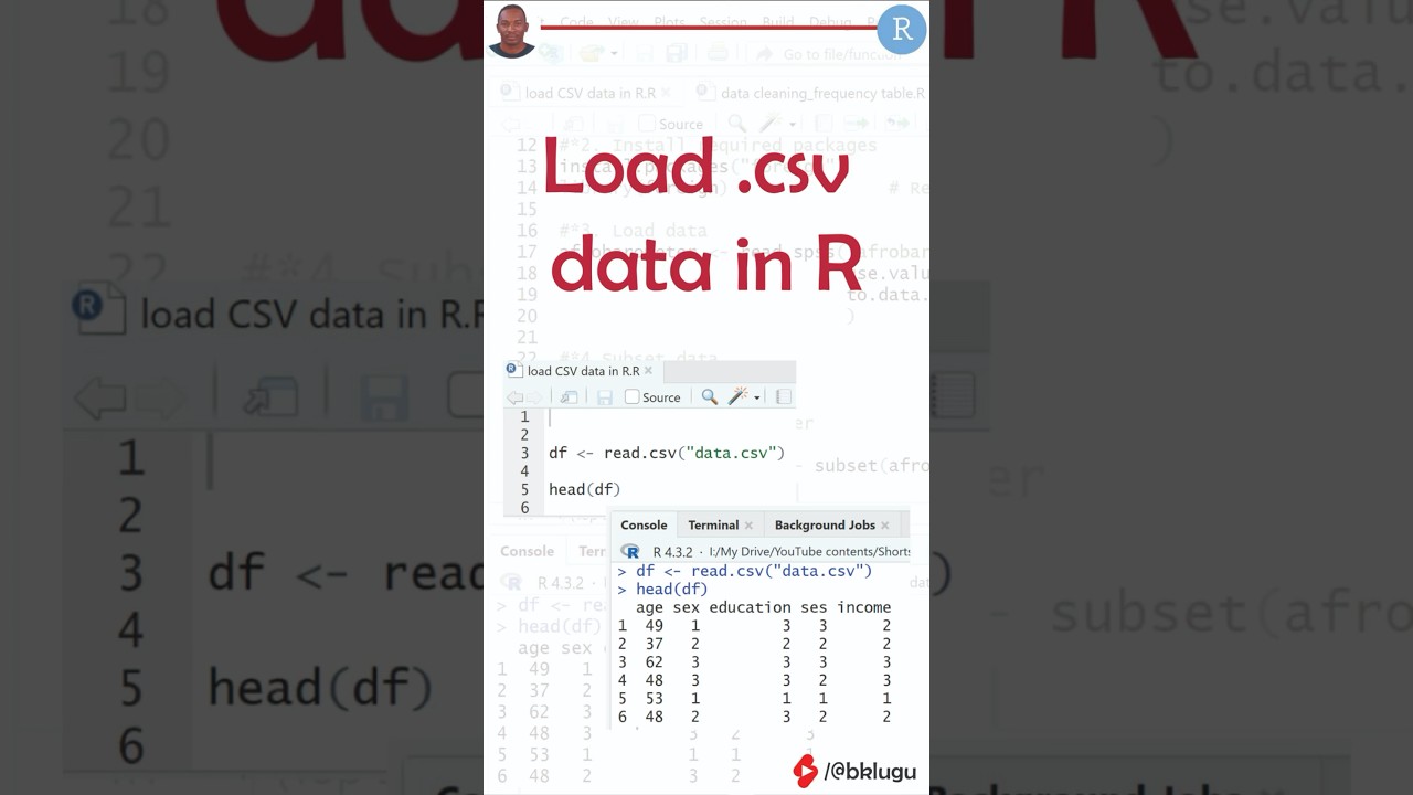 Import .csv data in R #r #read.csv #csvdata #rprogrammingforbeginners #rstudio