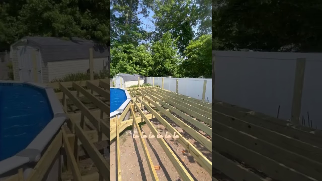 Framing for a new Pool Deck!! #decks  #construction  #backyard  #composite