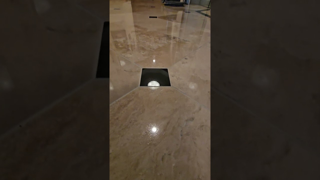 TRAVERTINE FLOOR TRANSFORMATION DEEP CLEANING HIGH GLOSS POLISHING PROCESS ON THE  LAS VEGAS STRIP