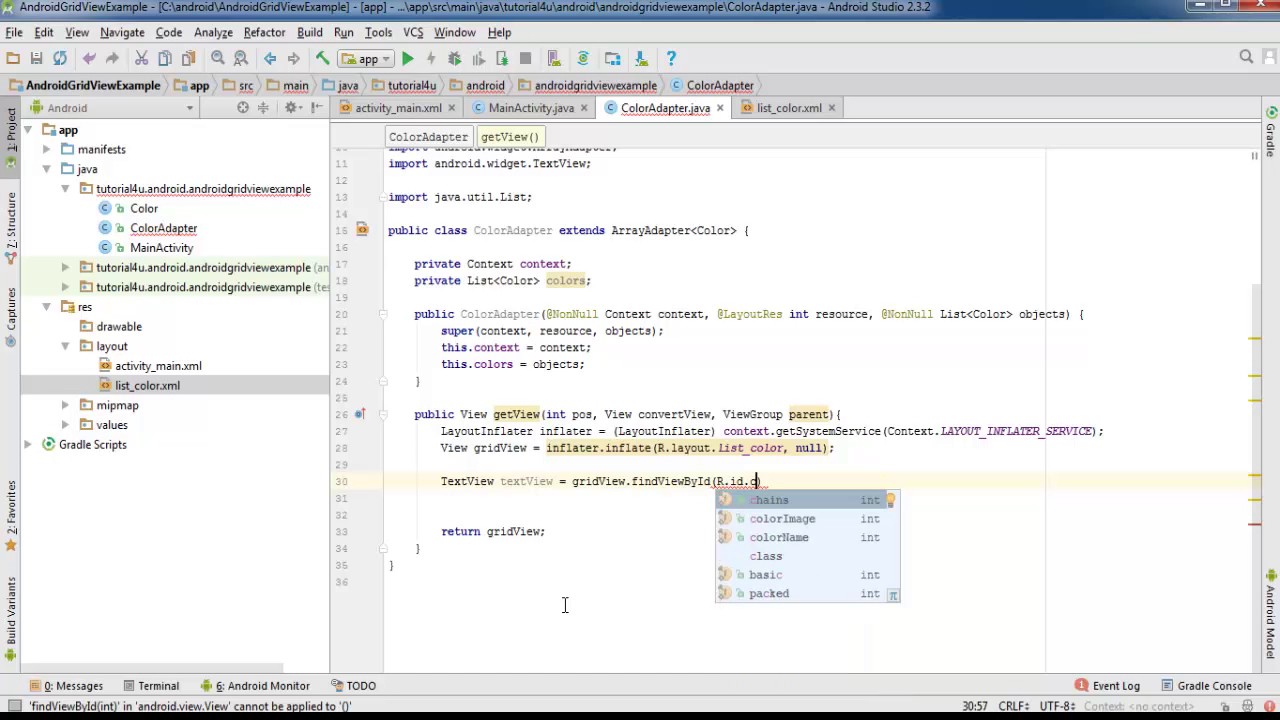 Android Custom Grid View Example - Android Studio Tutorial for Beginners