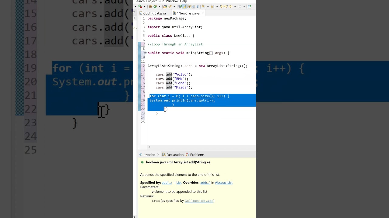 loop through an arraylist java #shorts