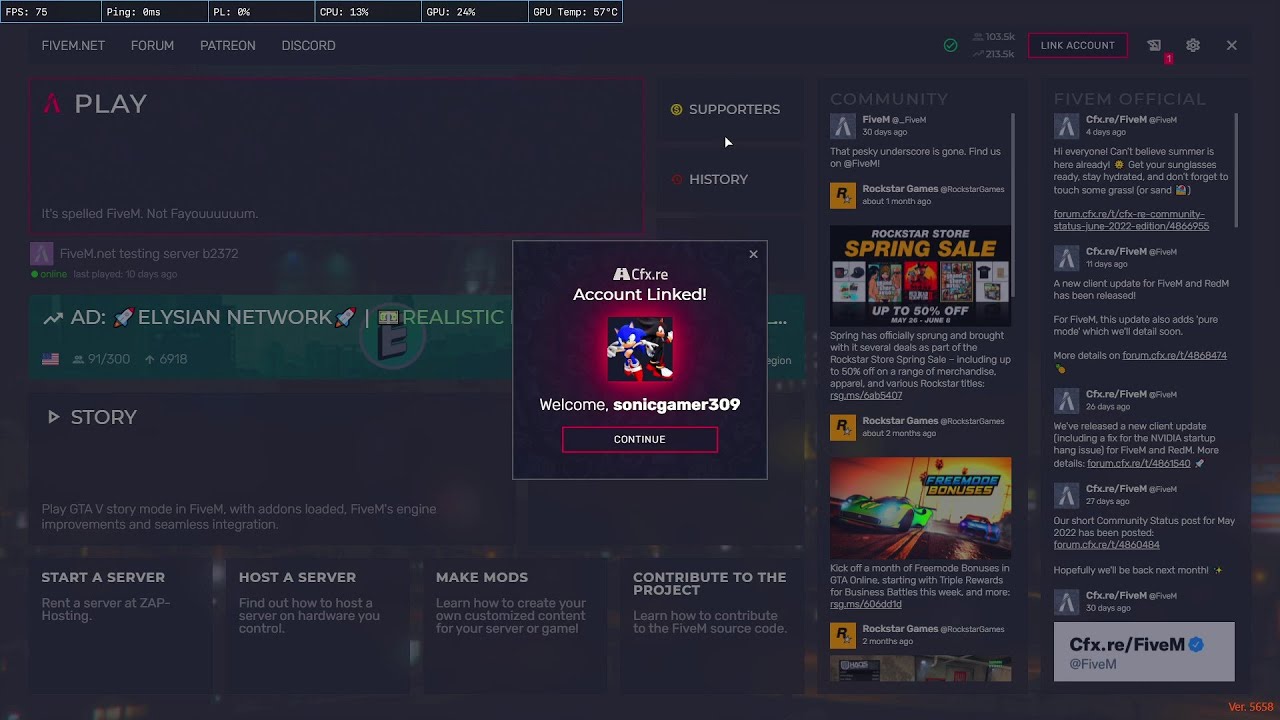 FiveM how to login Cfx.re account