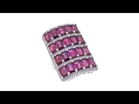 Rarities 14.84ctw Rhodolite and Zircon MultiRow Ring