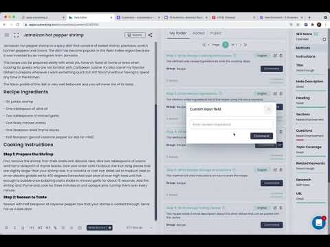 Recipe blog post in 10 minutes - template training