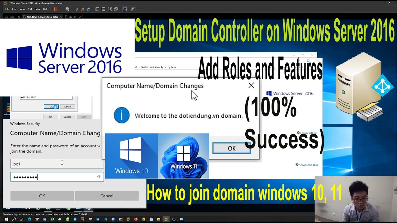 Create an Active Directory Domain on Windows Server 2016, How To Join Domain windows 10 ,11 ?