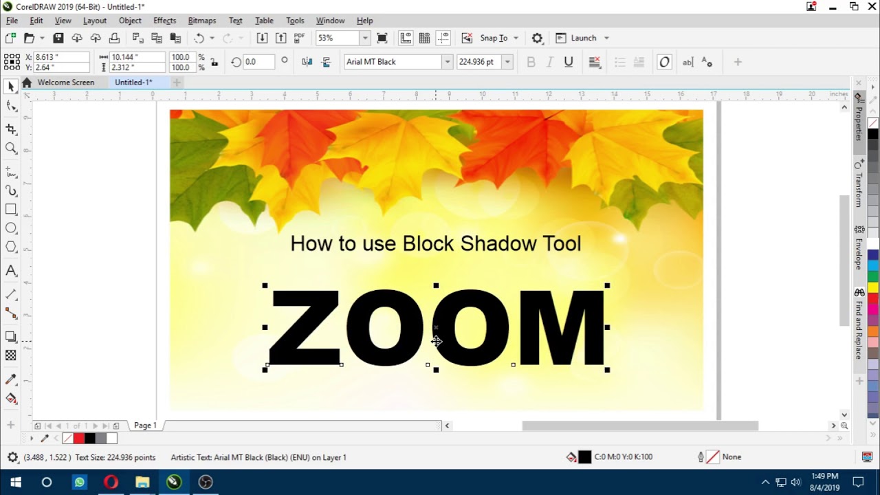 Block Shadow Text Effect CorelDraw 2019