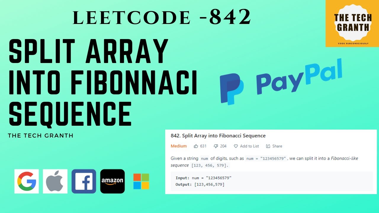 Leetcode 842 | Split Array into Fibonacci Sequence | PayPal Interview Question (Java Solution)