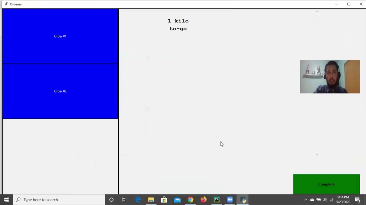 Restaurant ordering system on Tkinter - Python