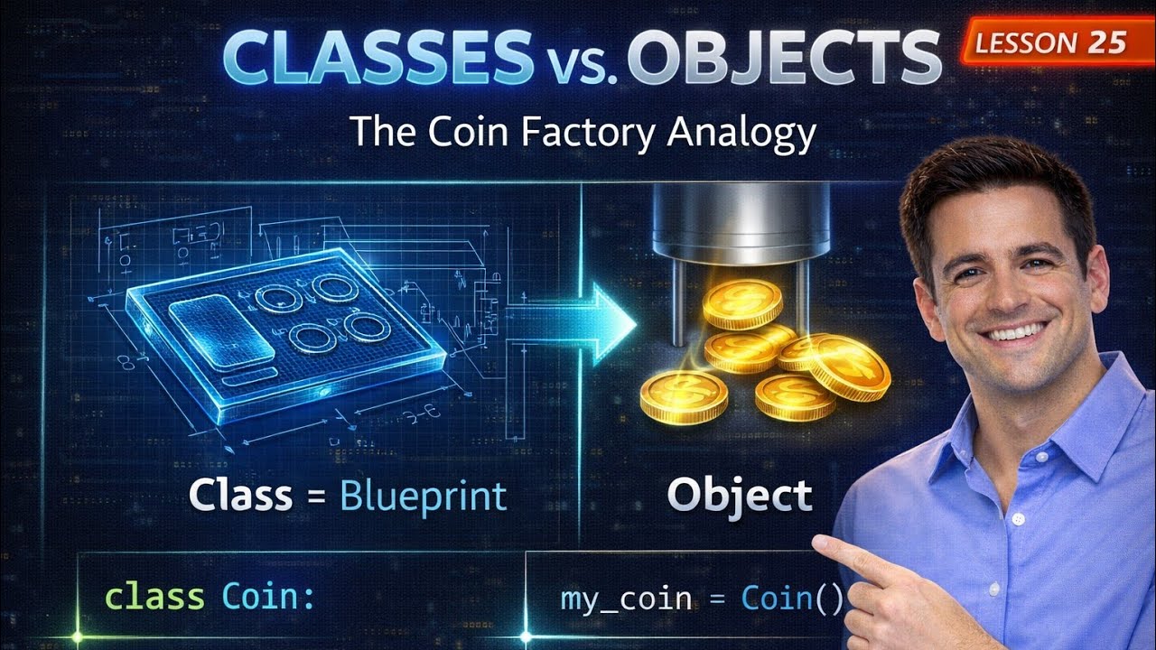 Python OOP Explained: Classes vs Objects (Coin Factory Analogy) | Python Tutorial #25