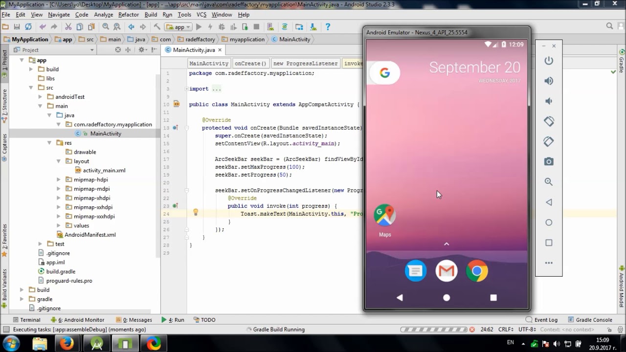 Using ArcSeekBar library in Android Studio