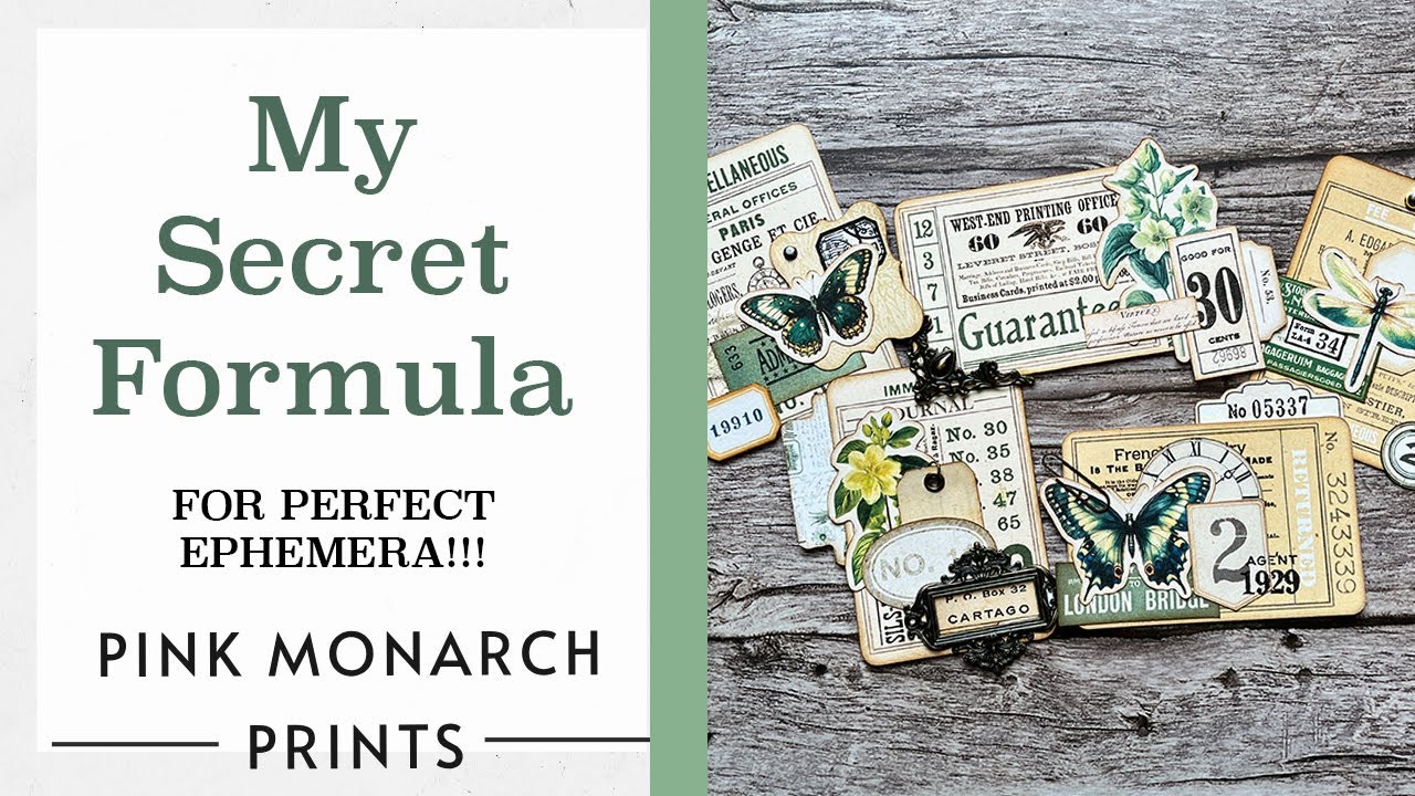 My Secret Formula for Perfect Ephemera!! Craft Along with Pink Monarch Prints Junk Journaling Ideas