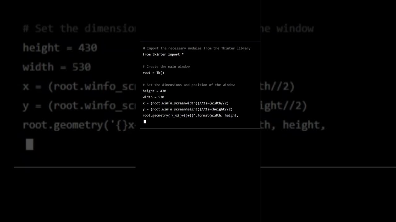 Python Tkinter Tutorial: Centering Your Tkinter Window Like a Pro! #shorts