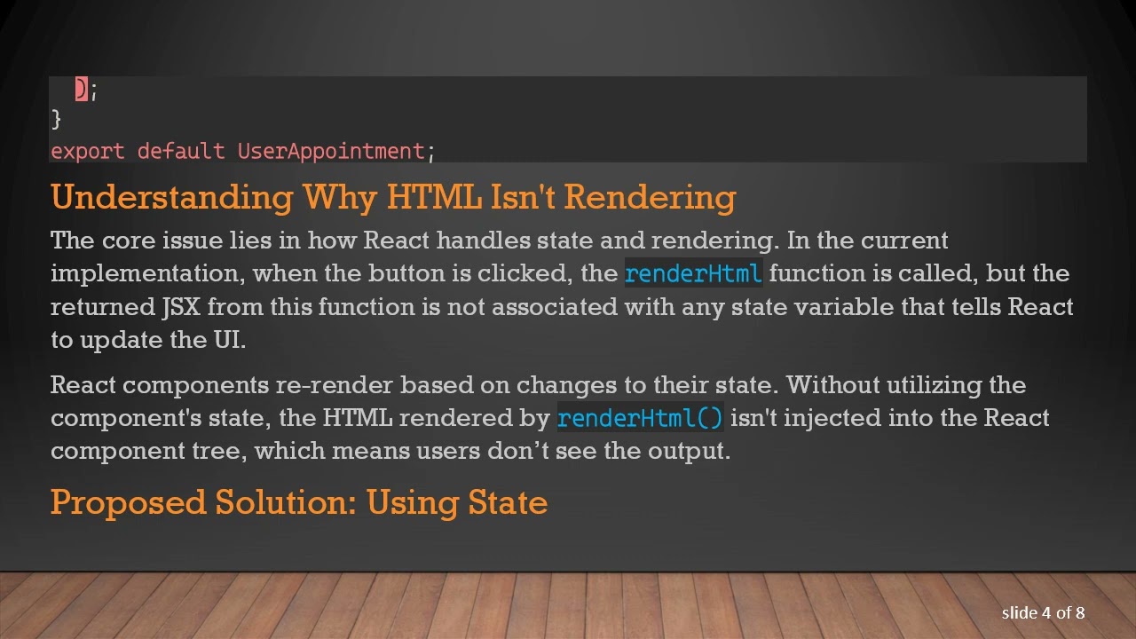 Resolving HTML elements not rendering in React JS using Button's onClick Event