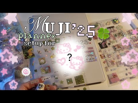 muji planner 2025 !!🍧 A5 planning diary + muji haul, artbox stickers ₊˚⊹♡