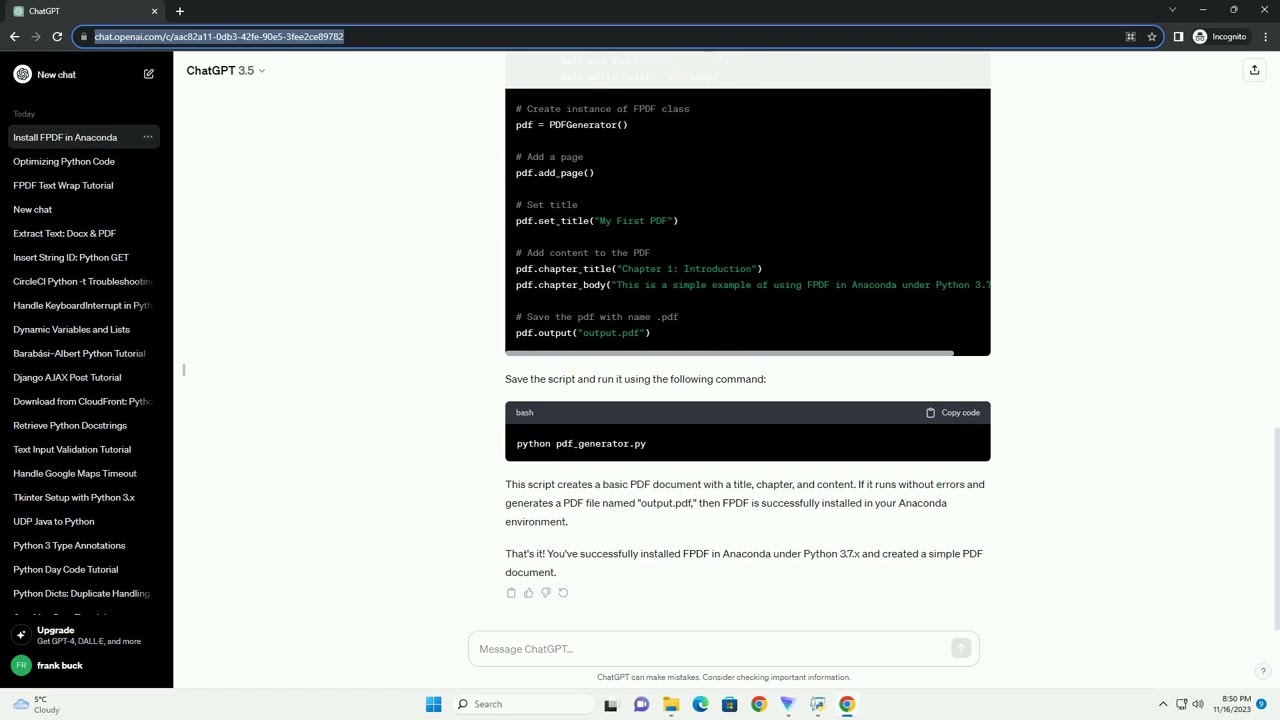 How to install fpdf in anaconda under python 3 7 x