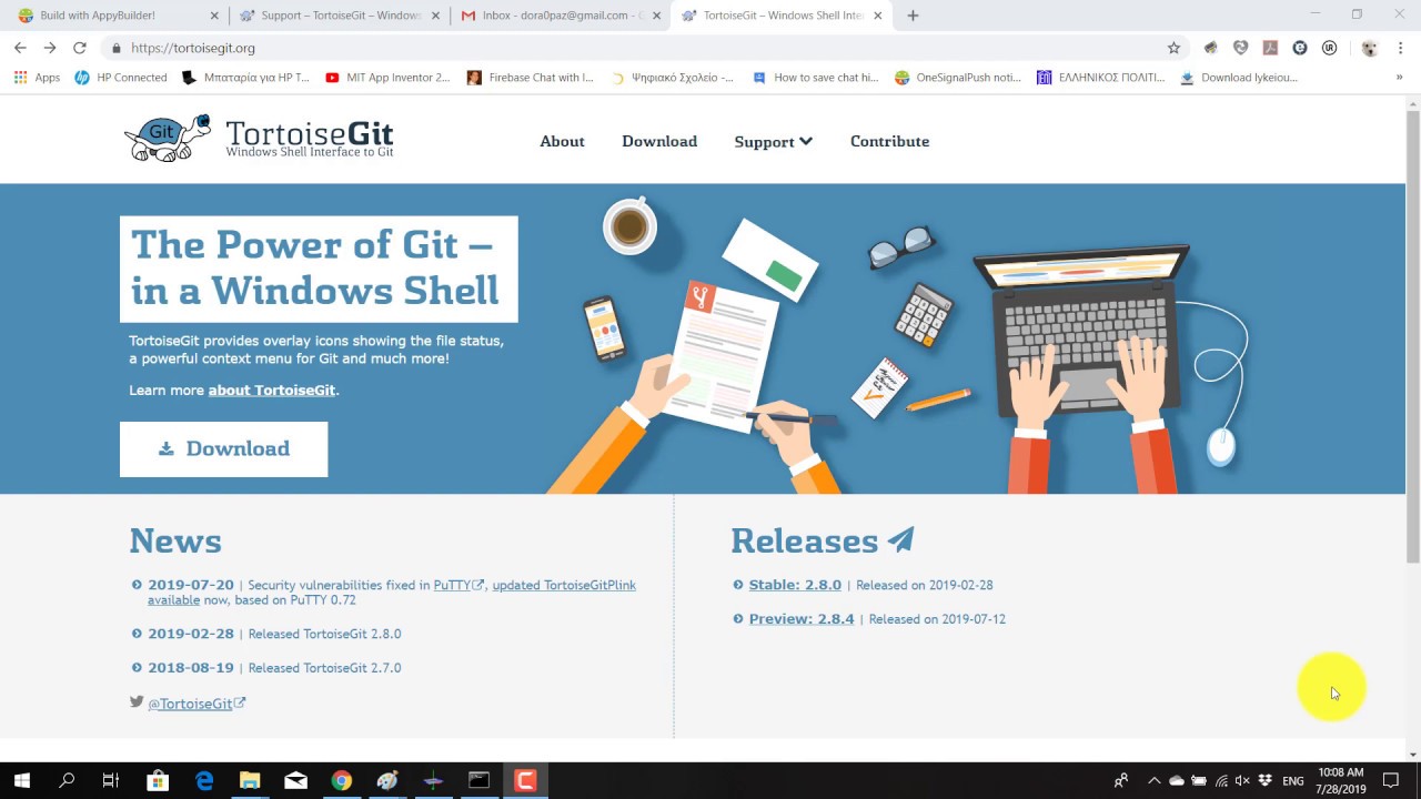Tortoisegit installation in Windows 10 - Update easily AppyBuilder offline