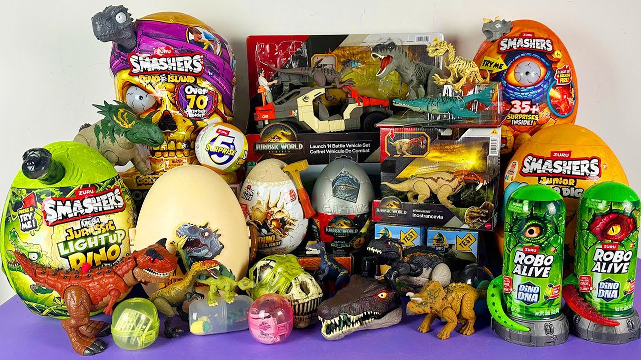 Jurassic World Unboxing Review Asmr Colorful Dinosaur Egg Surprises Zuru Smashers Collection