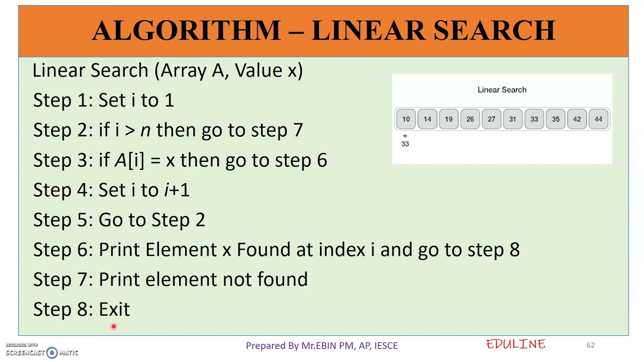MODULE 1 - TOPIC 10 - LINEAR SEARCH ALGORITHM